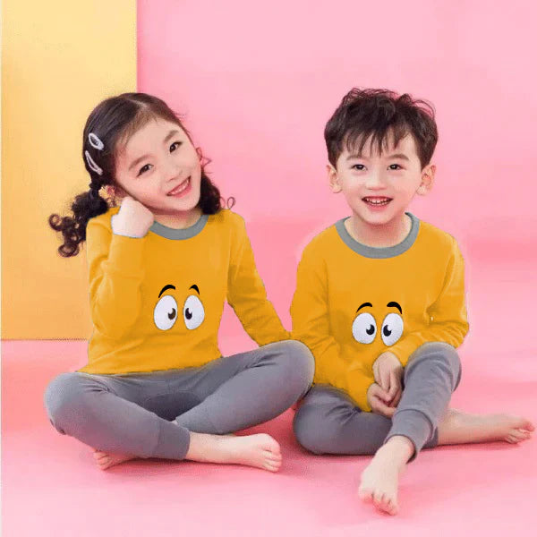 MUSTARD EYES PRINT KIDS NIGHT SUIT – Emerce.pk